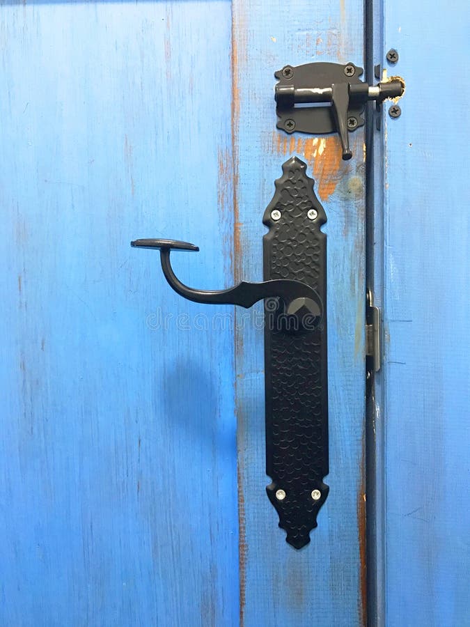 Closed Blue Door, Close View. Stock Photo - Image of blue, lock: 367007362