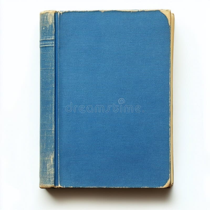 A Closed Blue Fabric Covered Book Lying on a White Surface Under Soft ...