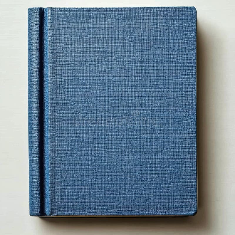 A Closed Blue Fabric Covered Book Lying on a White Surface Under Soft ...