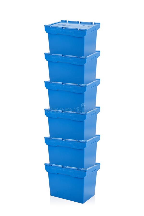 Open Blue Plastic Box Packaging. Stock Photo - Image of stack, pair ...
