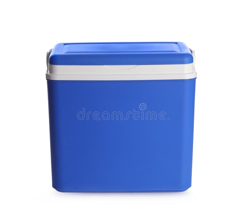 Closed Blue Plastic Cool Box Isolated on White Stock Image - Image of ...