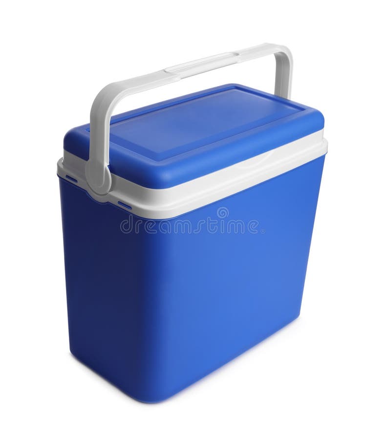 Closed Blue Plastic Cool Box Isolated on White Stock Image - Image of ...