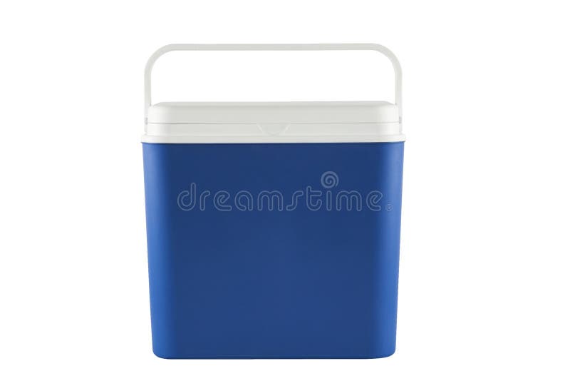 Blue Plastic Cooler Isolated on White Background Stock Photo - Image of ...