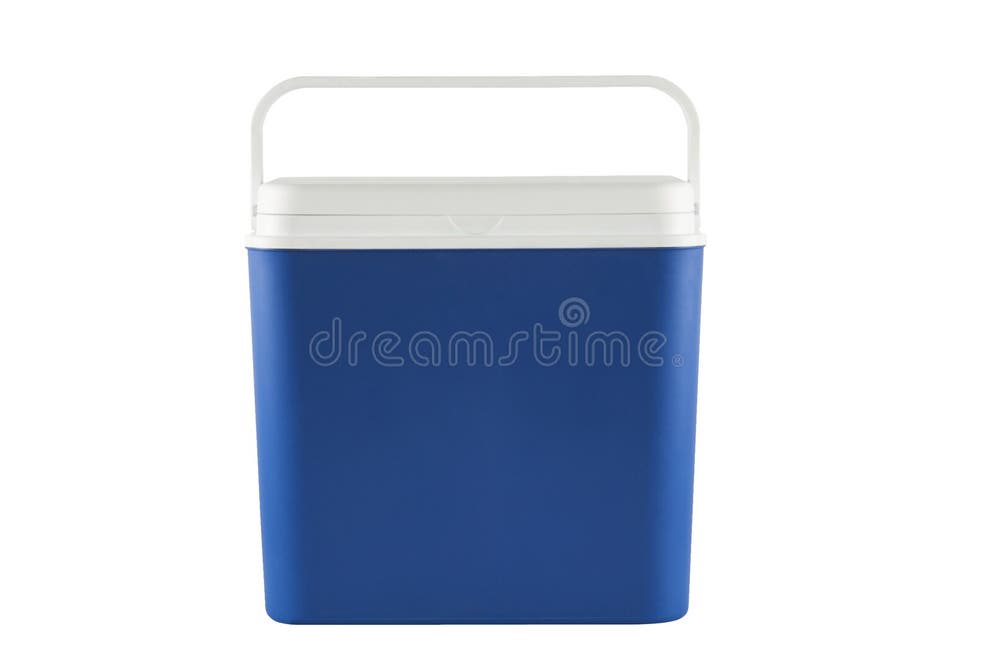 Blue Plastic Cooler Isolated on White Background Stock Photo - Image of ...