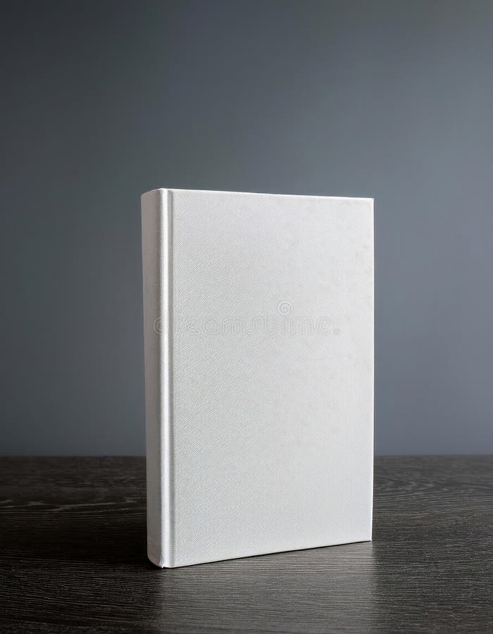 Closed Book with a Blank White Cover Resting on a Smooth Gray Surface ...