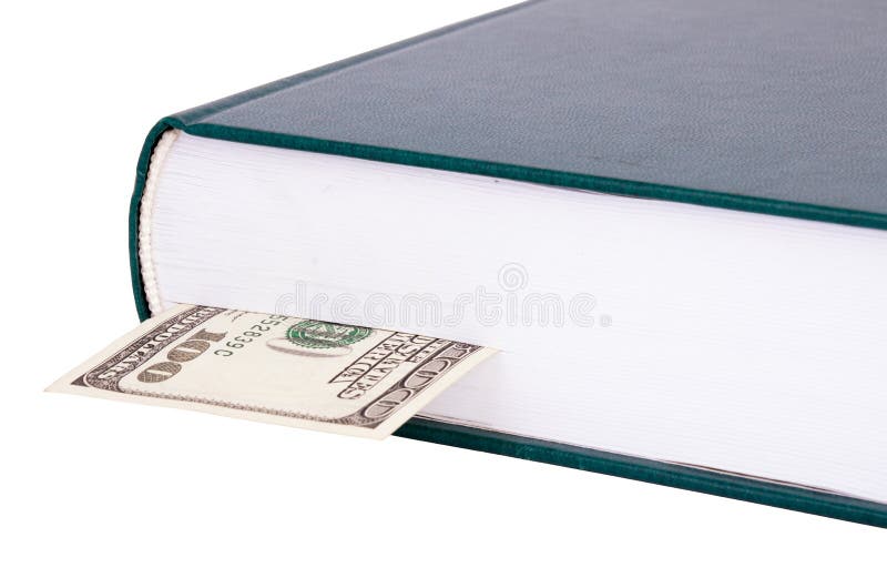 Closed Book with a Bookmark $ 100 on the Right Stock Photo - Image of ...