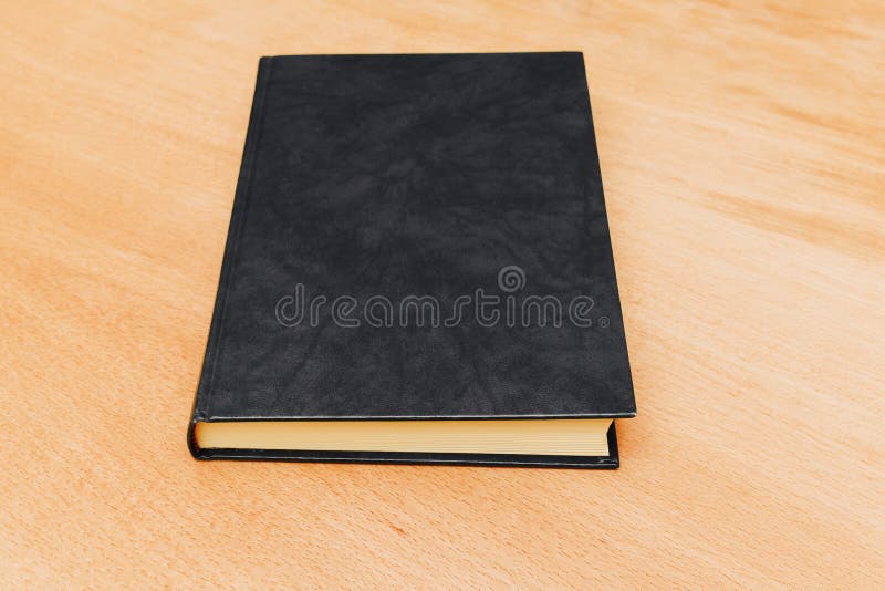 Closed Book with Empty Black Cover Stock Photo - Image of wooden, paper ...