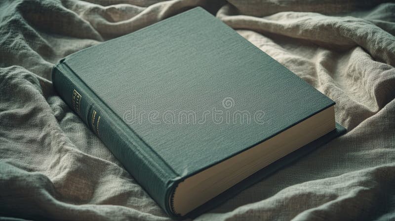 Closed Book with a Smooth Matte Finish Resting on a Linen Cloth Stock ...