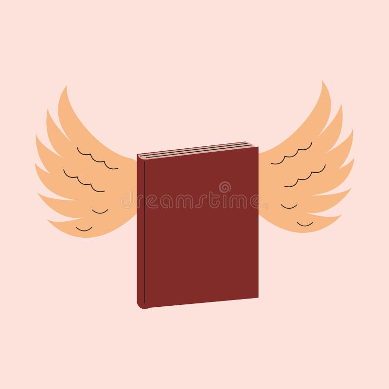 Closed Book with Wings. Hand Drawn Educational Vector Illustration ...