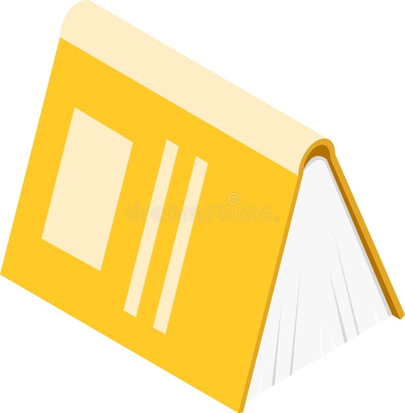 Closed Book with Yellow Cover and White Pages Standing on a White ...