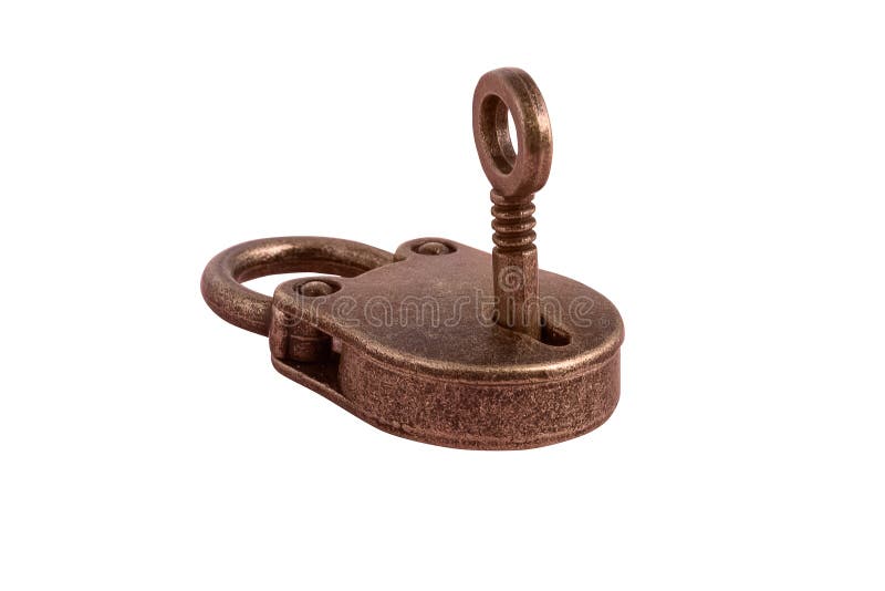 Closed Bronze Lock with Key Isolated Stock Image - Image of mystery ...