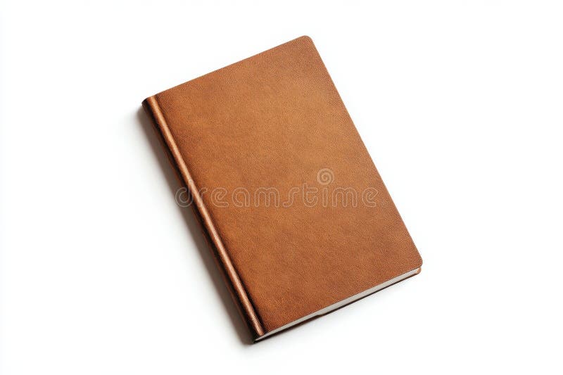 Closed Brown Leather Notebook Lying on a White Background, Conveying ...