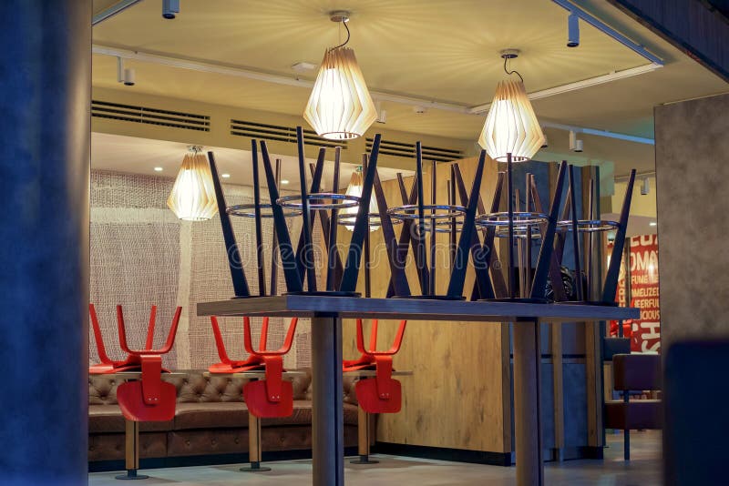 Closed Bar, Cafe or Restaurant, Close Up on Chair Stock Image - Image ...