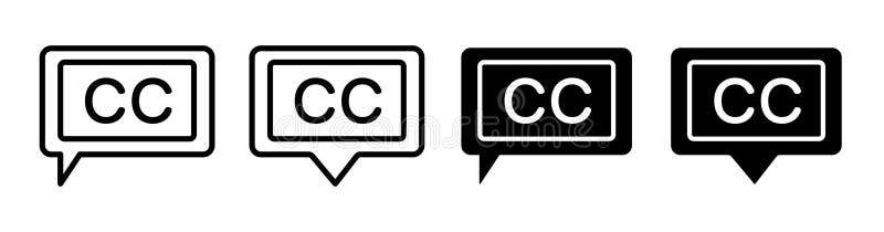 Closed Caption Icon Set. Video Captions and Subtitle Vector Symbol in a ...