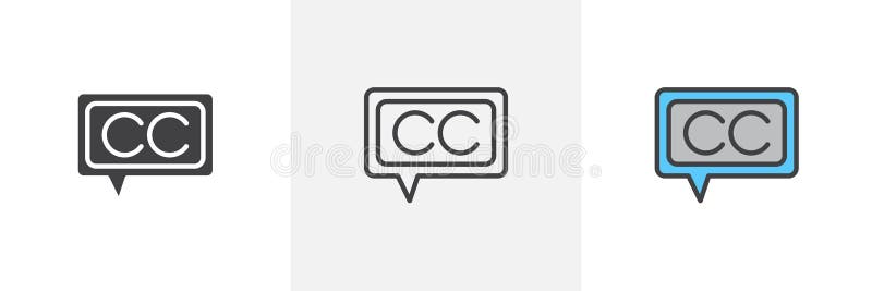 Closed Caption Icon Set. Video Captions and Subtitle Vector Symbol in a ...