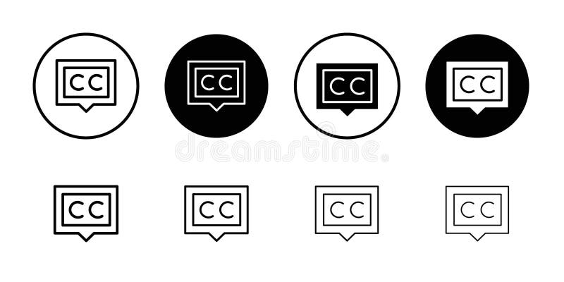 Closed Caption Icon Outline Vector for Web Ui Stock Illustration ...