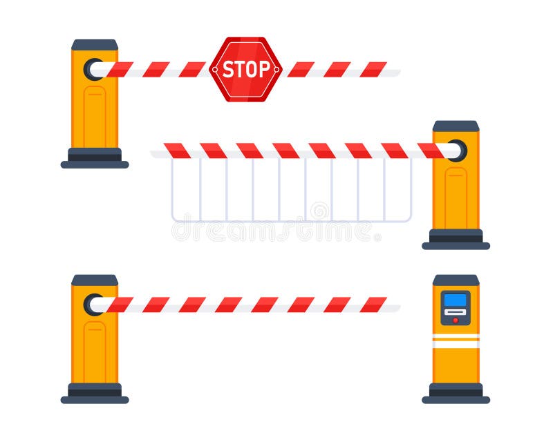 Closed Car Barriers with Stop Sign. Automatic Parking Gate Barrier ...