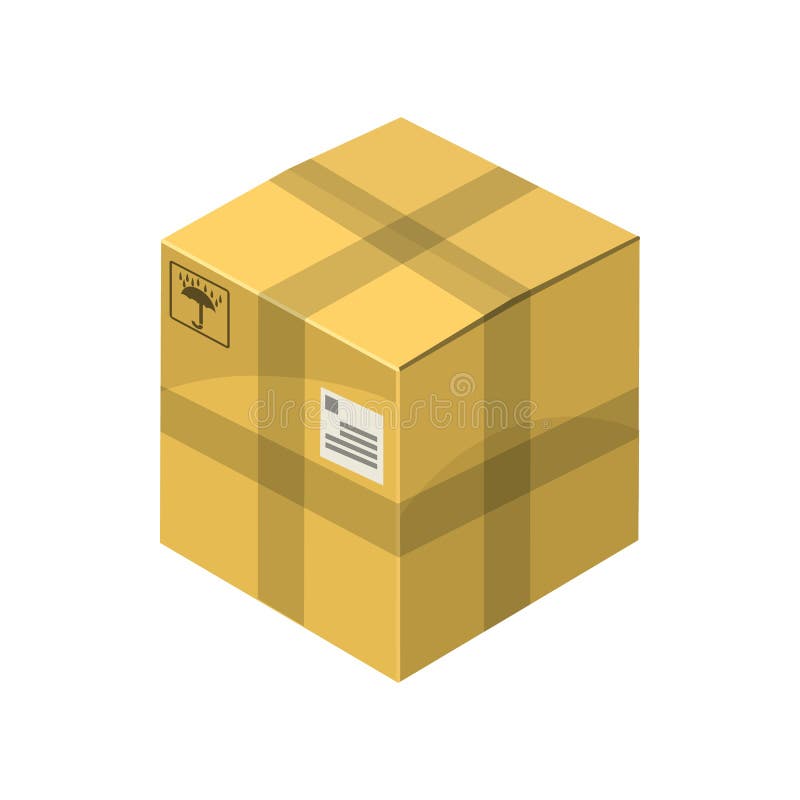 Closed Cardboard Box Taped Up Mockup Stock Vector - Illustration of ...