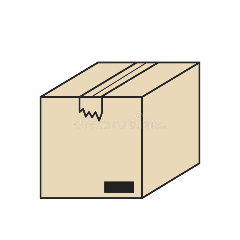 Closed Cardboard Box Isolated Icon on White, Stock Vector Illustration ...