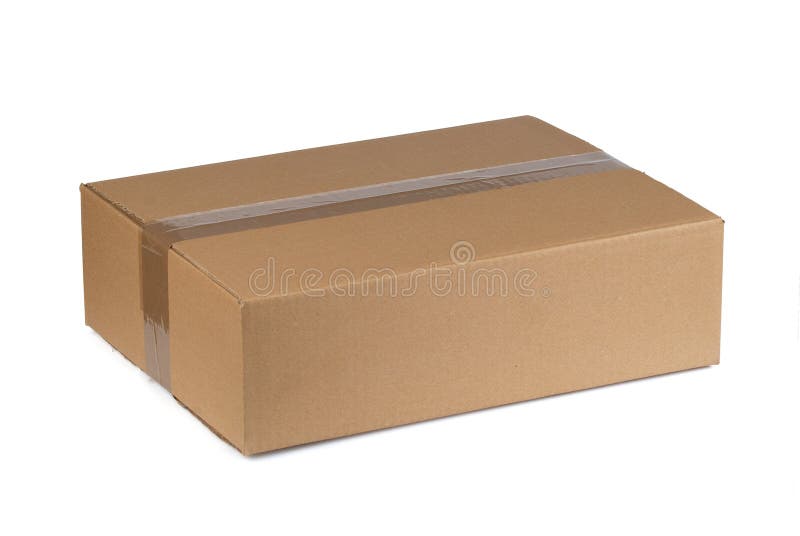 Closed Cardboard Box Taped Up Stock Photo - Image of cardboard ...