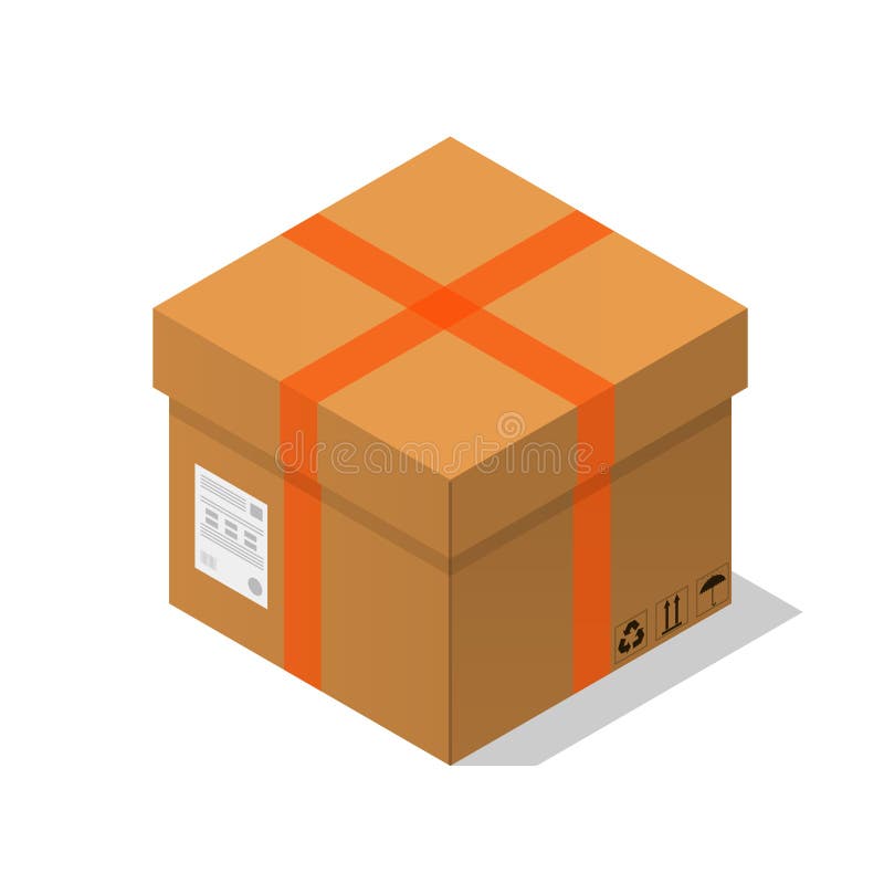 Closed Cardboard Box Isometric View. Vector Stock Vector - Illustration ...