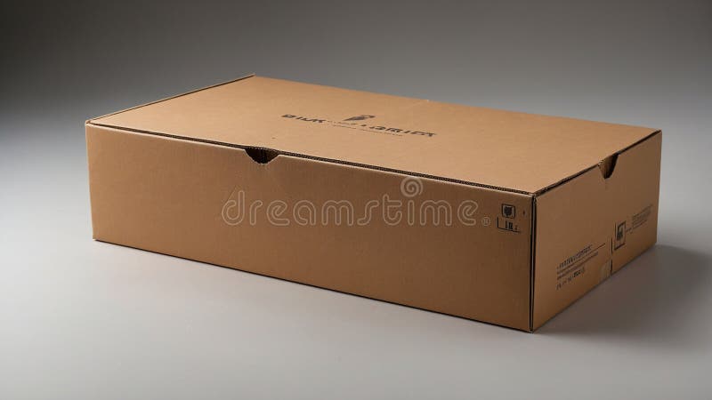 Closed Cardboard Box Lying on a Flat Brown Floor with a Partially ...