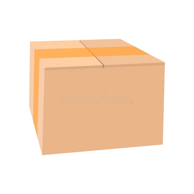 Closed Cardboard Box Taped Up Cartoon Icon Stock Vector - Illustration ...