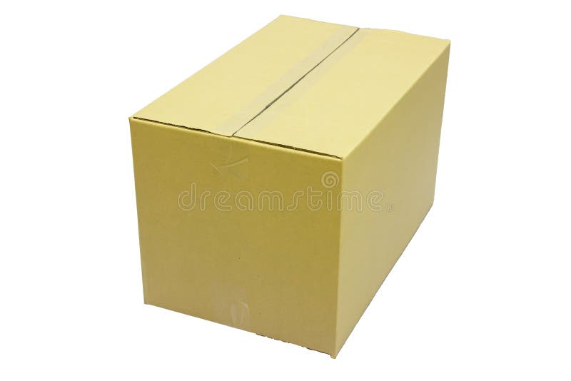 Closed Cardboard Box Taped Up and Isolated on a White Background ...
