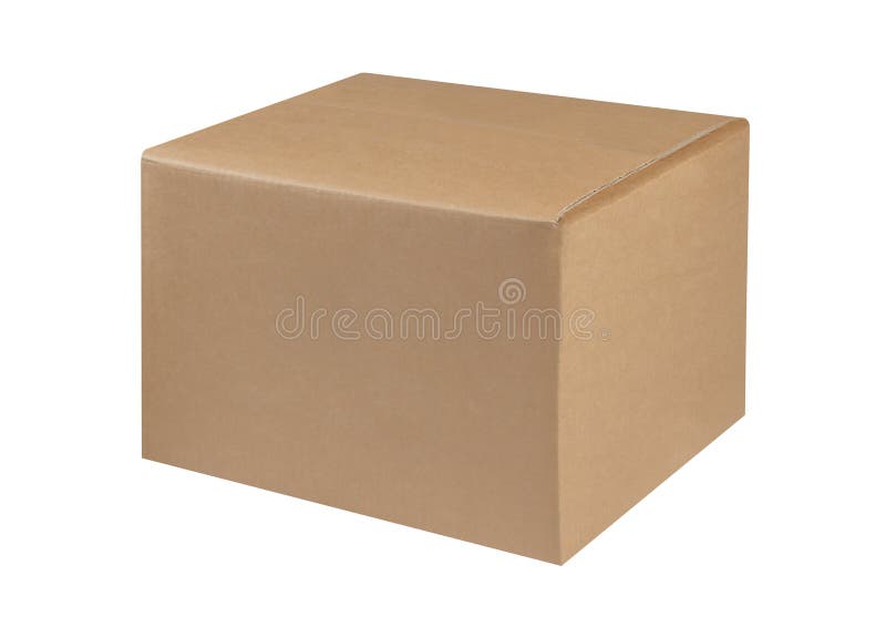 Closed Cardboard Box Taped Up and Isolated Stock Photo - Image of ...