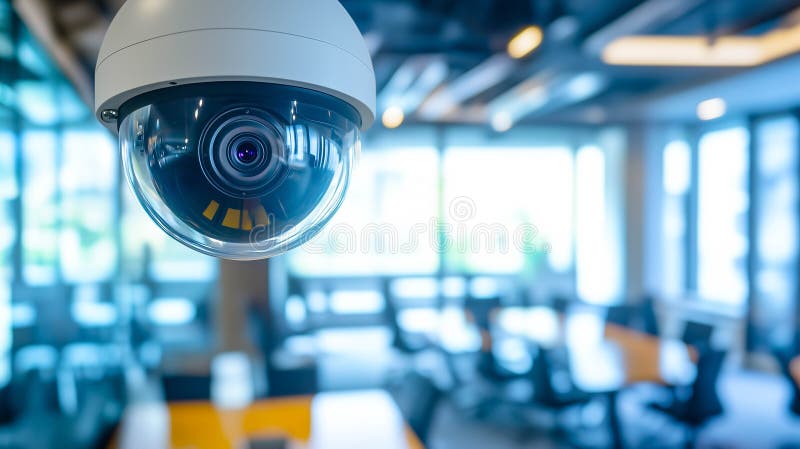 Closed Circuit Camera CCTV Monitoring in Office Stock Illustration ...