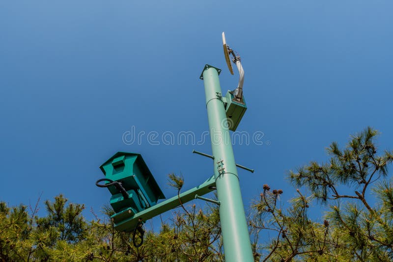 Closed Circuit Camera Enclosed in Green Box Stock Image - Image of ...