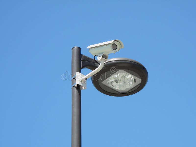 Closed Circuit Camera Located on Light Post Stock Image - Image of ...