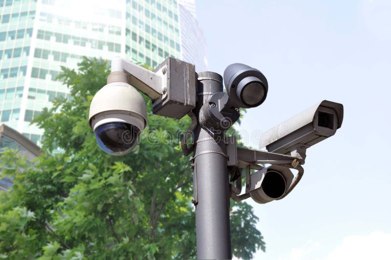 Closed Circuit Camera Multi-angle CCTV System on the Background of a ...