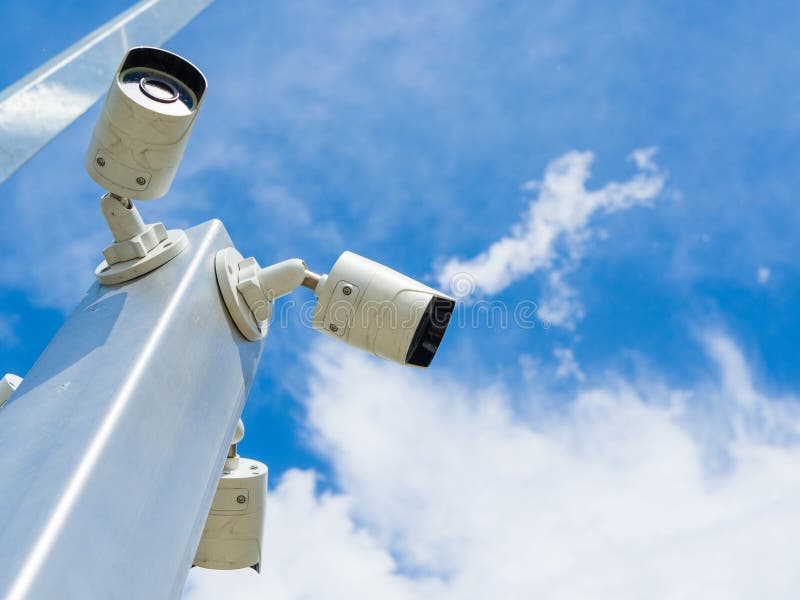 Closed-circuit Television or CCTV Security Camera on Blue Sky ... Closed-circuit Television or CCTV Security Camera on Blue Sky ...