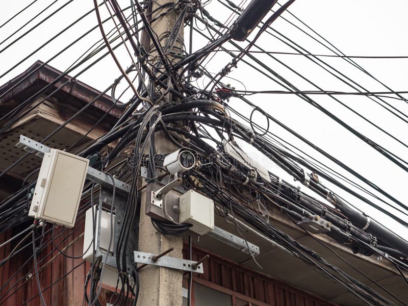 Closed Circuit Television on Electric Pole Stock Photo - Image of ...