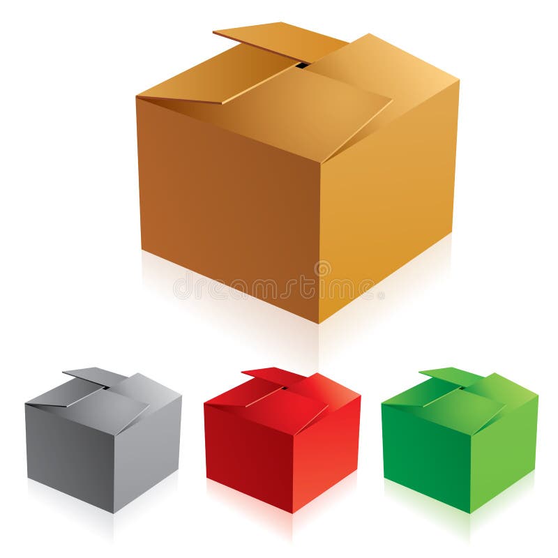 Boxes Set. Collection of Colorful Closed Warehouse Cardboard Box. Color ...