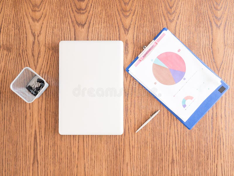 Closed Computer on a Businessman Desk Stock Photo - Image of flat ...