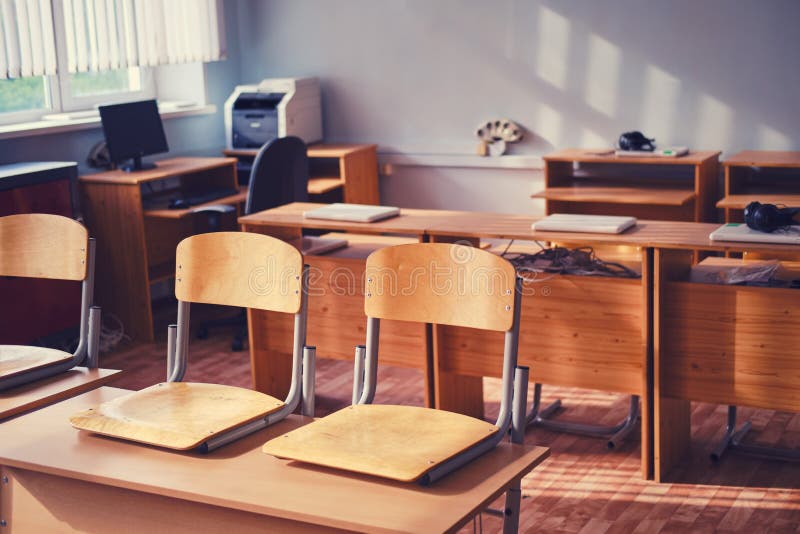 Closed Computer Class in an Old Abandoned School Stock Photo - Image of ...