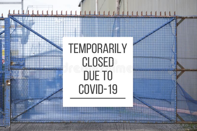 Closed Construction Site Sign Due To Coronavirus Covid-19 Stock Photo ...