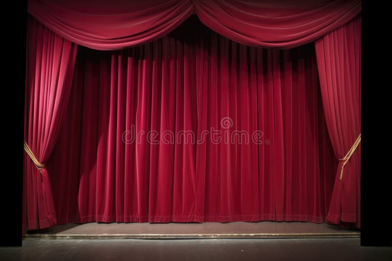 Closed Curtains on a Stage in a Drama Theatre Stock Image - Image of ...