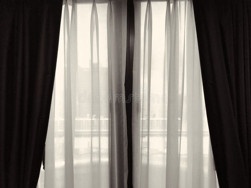 Closed Dark Curtain with Light from Window Background Stock Photo ...