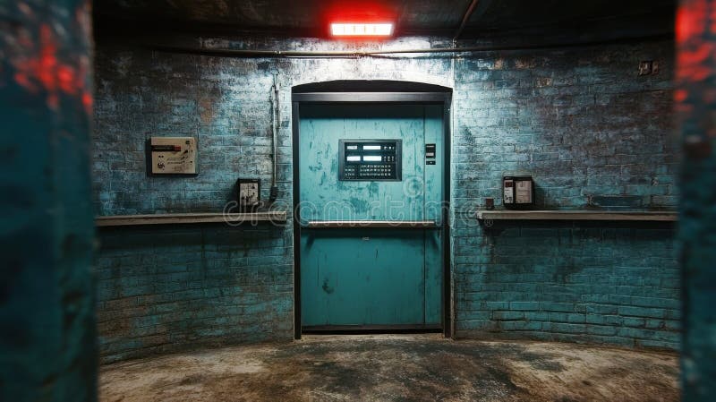 Closed Door in Deserted Nuclear Bunker or Command Room Stock Image ...