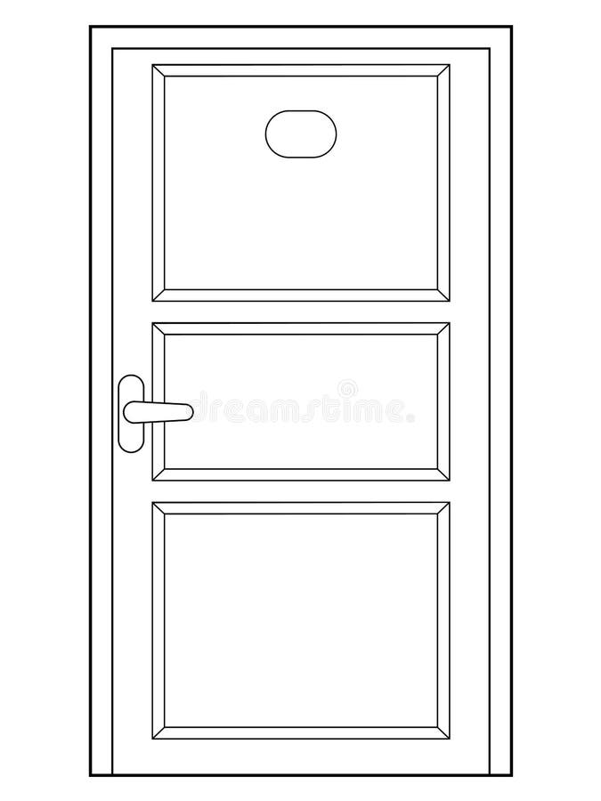 Closed door, front view stock illustration. Illustration of doors ...
