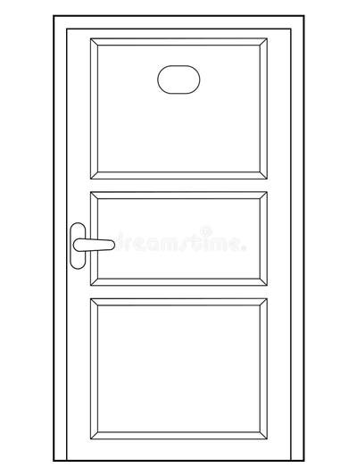 Closed door, front view stock illustration. Illustration of doors ...