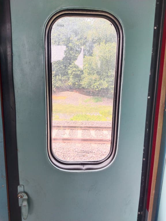 Closed Door of High Speed Indian Train and Lock Panel Stock Image ...