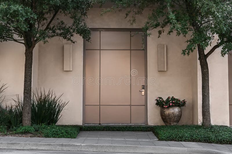 Closed Door of Modern Building Outdoors. Exterior Design Stock Photo ...