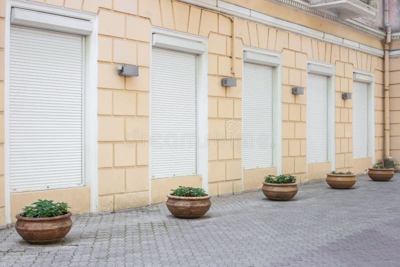 Closed Door and Windows of the Small Street Cafe.Closed Shop Stock ...