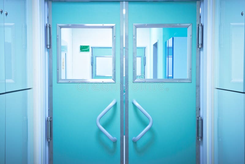 Closed Doors in the Operating Room Stock Image - Image of bright ...
