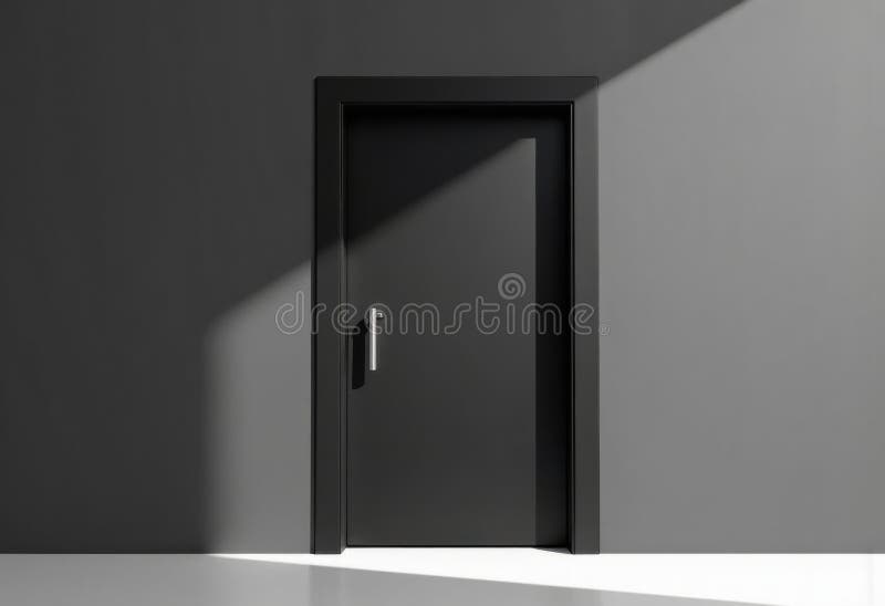 Closed Electrical Panel Door with a Sleek Handle Against a Dark Wall ...