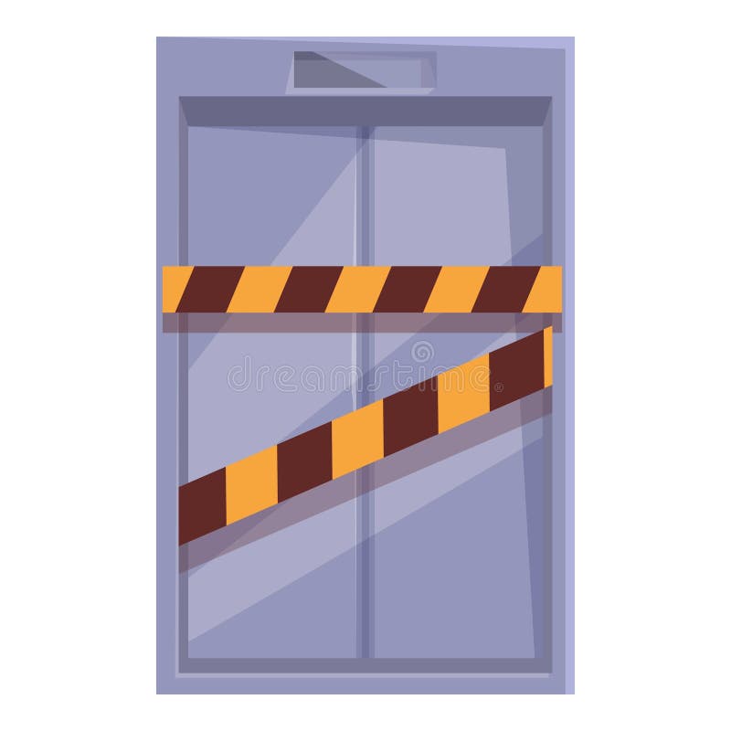 Closed Elevator Doors with Warning Tape Signaling Danger Stock ...